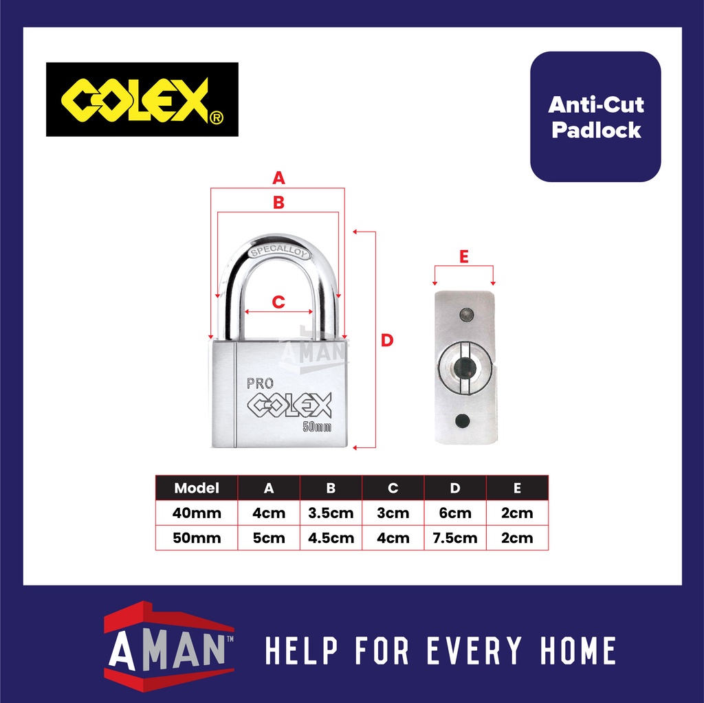 COLEX Anti-Cut Stainless Steel Chrome Plated 40mm 50mm Keyed Alike ...