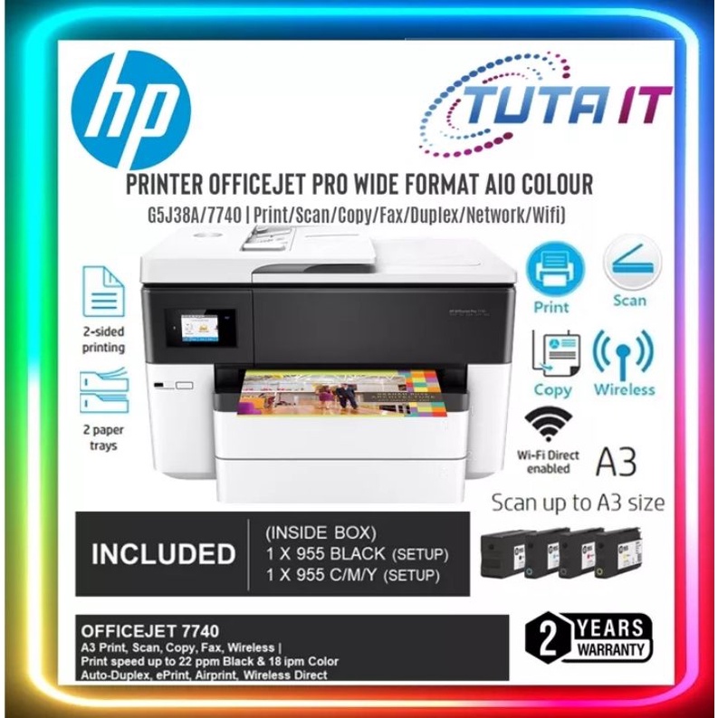 Ready stock]HP OfficeJet Pro 7740 Wide Format All-in-One Printer(G5J38A ...
