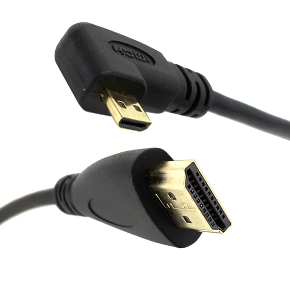 Micro HDMI Type D Male 90 Degree Left Angled to HDMI Male 1080P HDTV ...