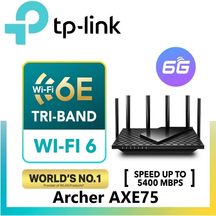 TP-Link Archer AXE75 AXE5400 Tri-Band Gigabit Wi-Fi 6E (New 6GHz band ...