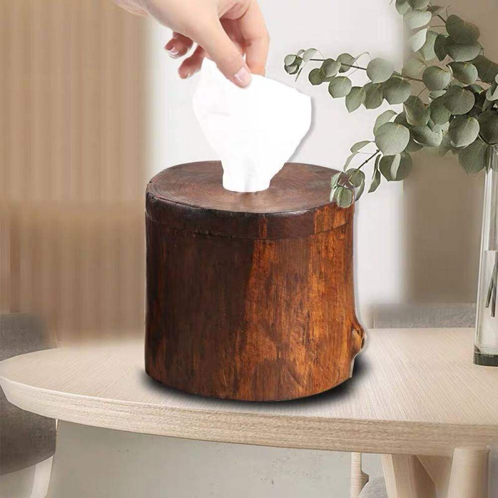 Natural Wood Pile Round Tissue Box Lid - Eco Friendly Pull Square Box ...