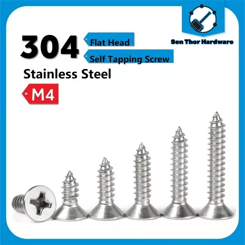 M4 Flat Head 304 Stainless Steel Wood Self Tapping Screw 沉头自攻不锈钢螺丝 ...
