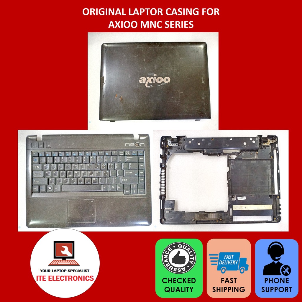 ORIGINAL AXIOO MNC SERIES FRONT CASING A/ PALMREST C/ BOTTOM COVER D ...