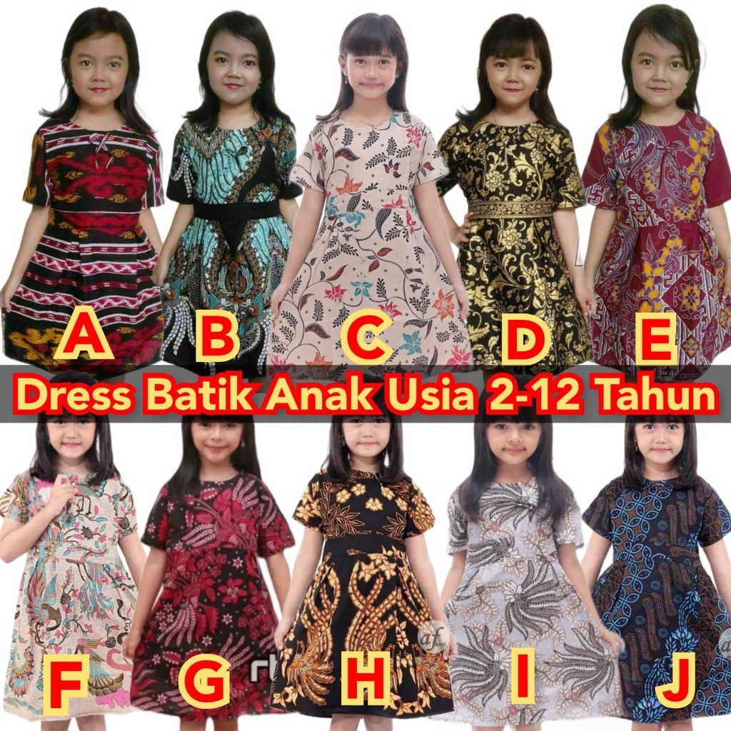 Batik Dress For Children Aged 2-10 12 Years - Varied batik Motif ...