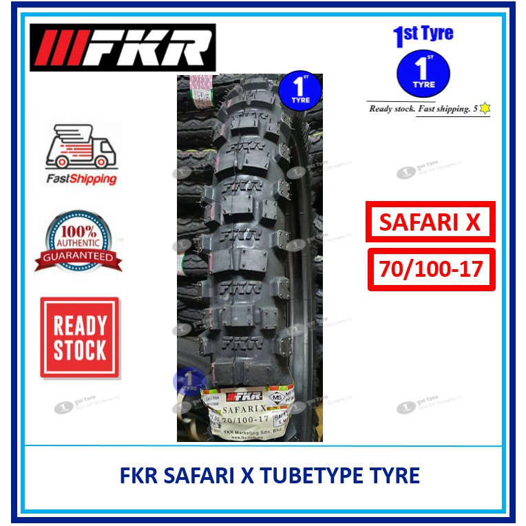 FKR TYRE TAYAR 17 SAFARI X (MOTO CROSS) Tube Tyre 70/100-17 Tayar Cross ...