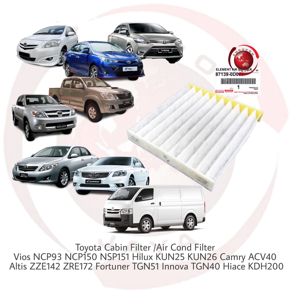 Toyota Cabin / Air Cond Filter Vios NCP93 NCP150 NSP151 TGN51 Hilux ...