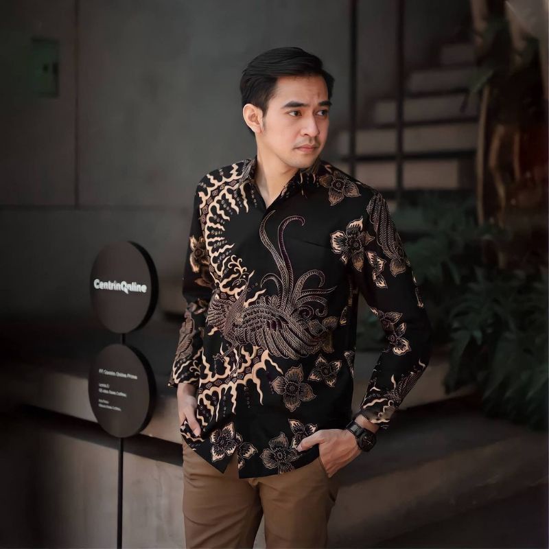 🔥 READY STOCK 🇲🇾🔥 AW Kelabang Hitam Men Long Sleeve Plus Size Batik ...