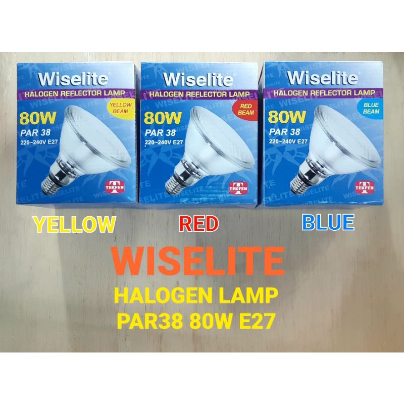 WISELITE HALOGEN REFLECTOR LAMP PAR38 80W 220~240V E27 YELLOW / RED ...