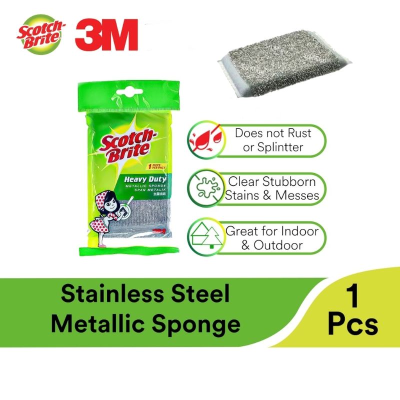 [TKM] 3M Scotch-Brite Heavy Duty Metallic Sponge (1Pcs/Pack) 068899 | Shopee Malaysia