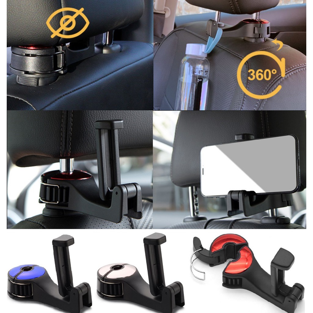 Hidden Car Back Seat Hook Hanger with Mobile Phone Holder Stand Car ...