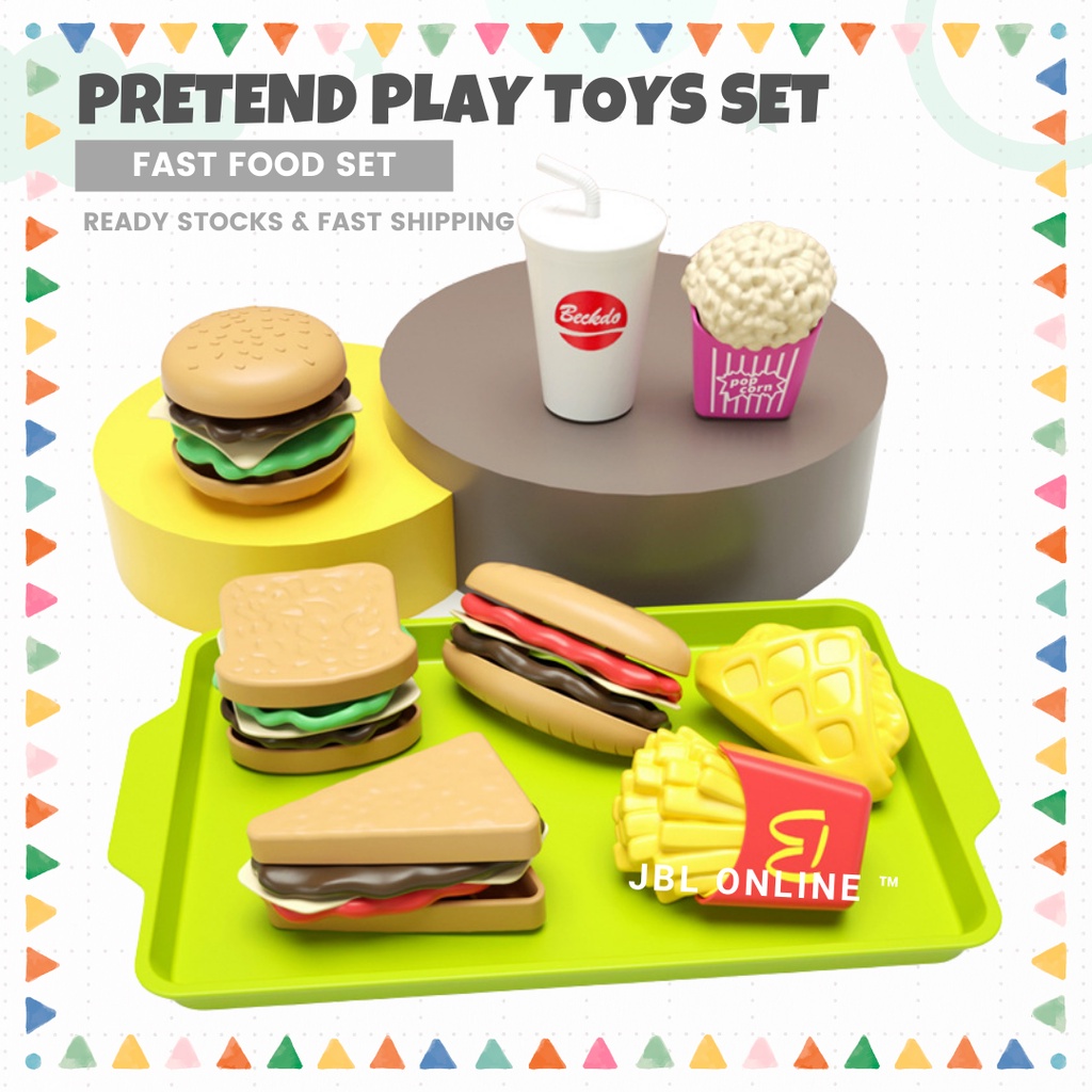 Fast Food Burger Set Cooking Toys Pretend Play Set Kitchen Toys Cooking ...