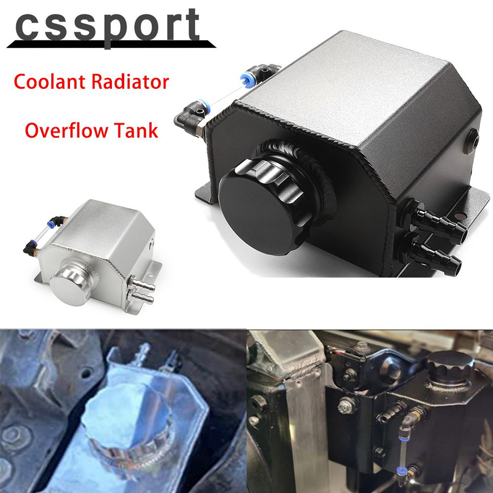 Universal Aluminum Alloy Engine Coolant Radiator Overflow Tank 1000ml ...
