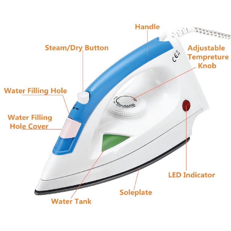 Electric Non Stick Dry&Steam Iron Temperature Control Indicator Light ...