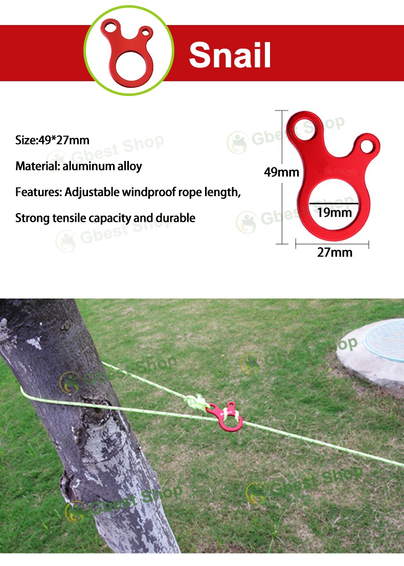 Canopy Camping tent Rope Buckle Aluminum Alloy Double Eye Snail ...