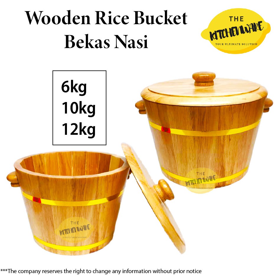 Wooden Rice Bucket Barrel / Bekas Nasi Kayu/ Tong Beras Kayu / Real ...