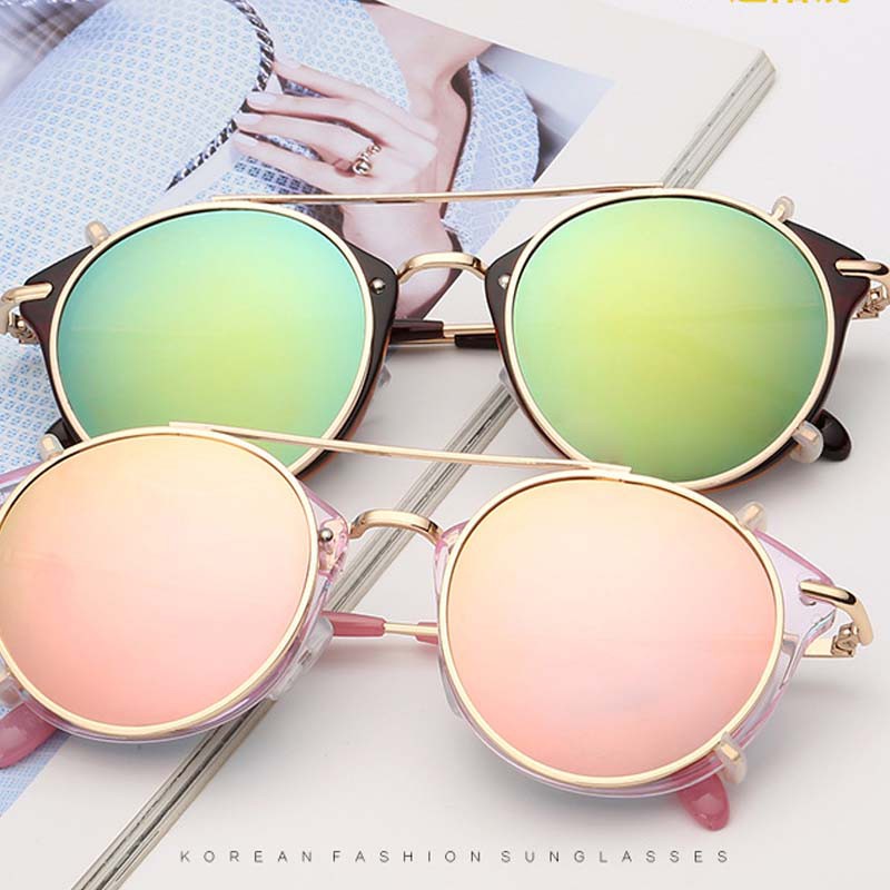 Multi Color Retro Round UV Clip on Sunglasses UV 400 Protection Lens ...