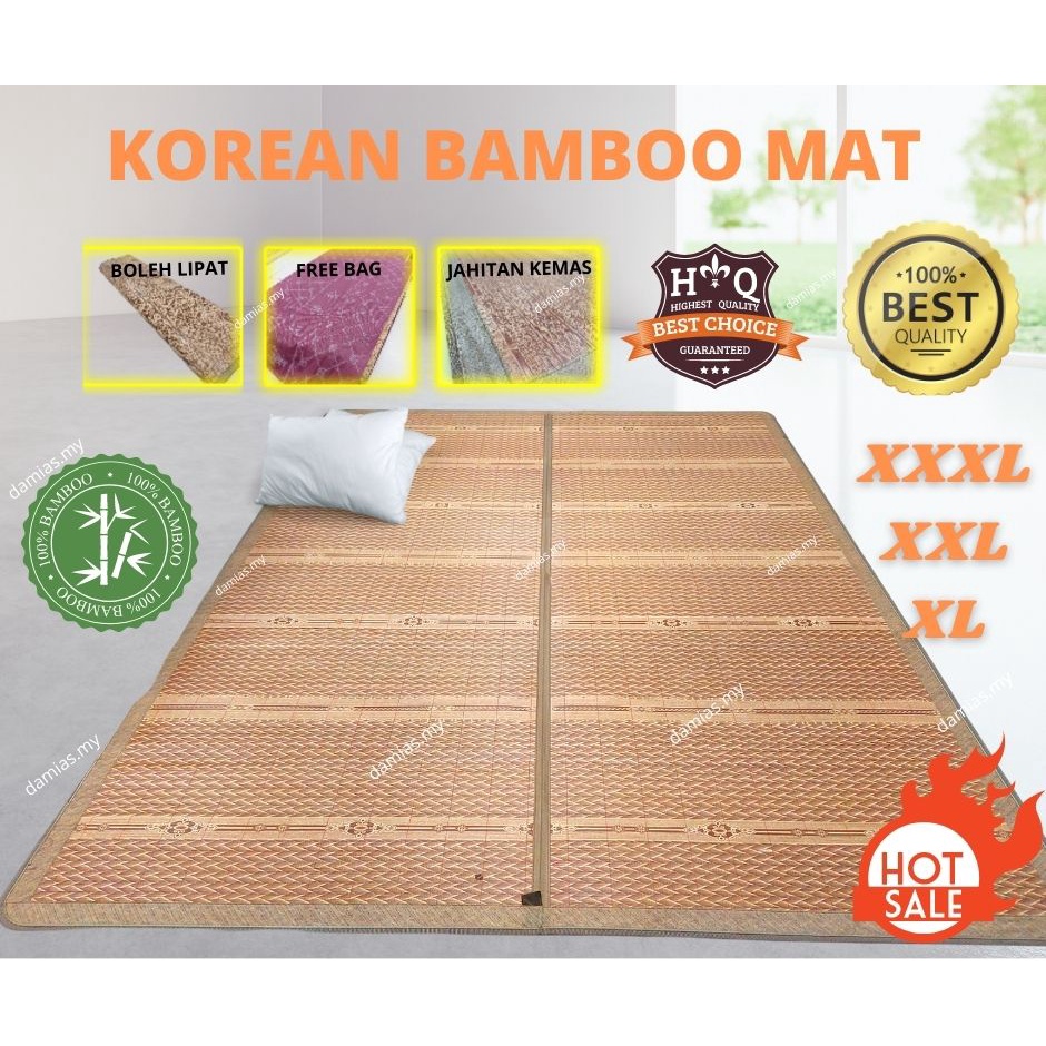 DEKO RUANG TAMU KOREAN BAMBOO MAT FLOOR TIKAR BULUH CARPET XXL/XXL/XL BIG SIZE FREE BAG BOLEH ...