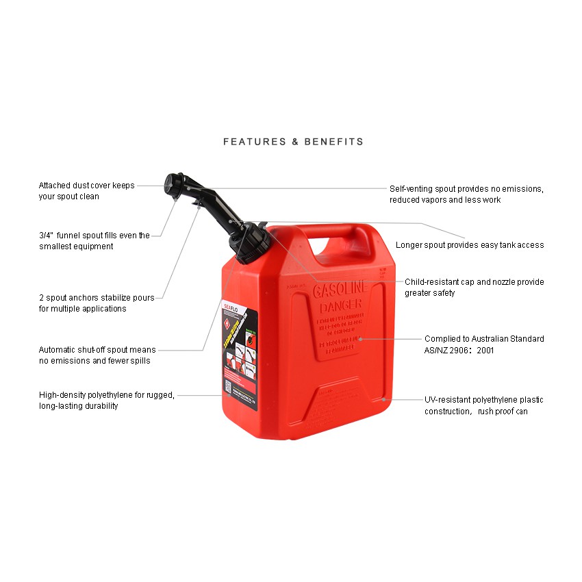 5L/ 10L/ 20L Oil Tank Auto Shut Off Gasoline Cans Mount Motorcycle Spare Fuel Tank Jerry Cans ...