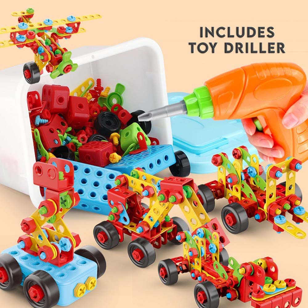 288Pcs 3D STEM Building Blocks Children Electric Drill Toy Set Screw ...