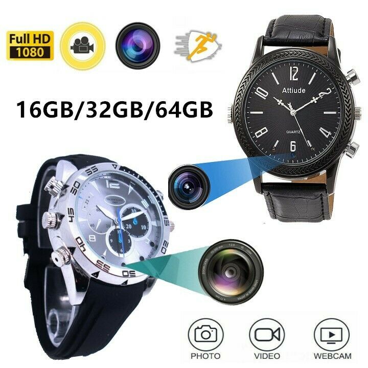 32GB 1080P Waterproof mini Camera Watch Hidden IR Night Vision Video ...