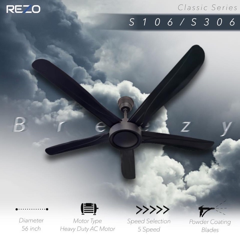 REZO S306 56”5 BLADE Remote Control Ceiling Fan Kipas siling | Shopee ...