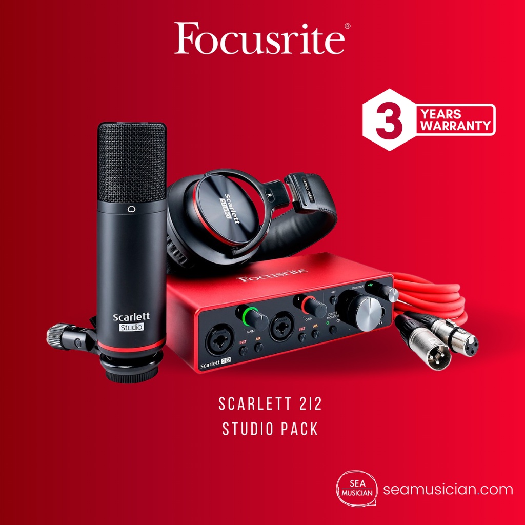 FOCUSRITE SCARLETT 2i2 STUDIO 3RD GEN RECORDING PACK/ BUNDLE (RECORDING ...