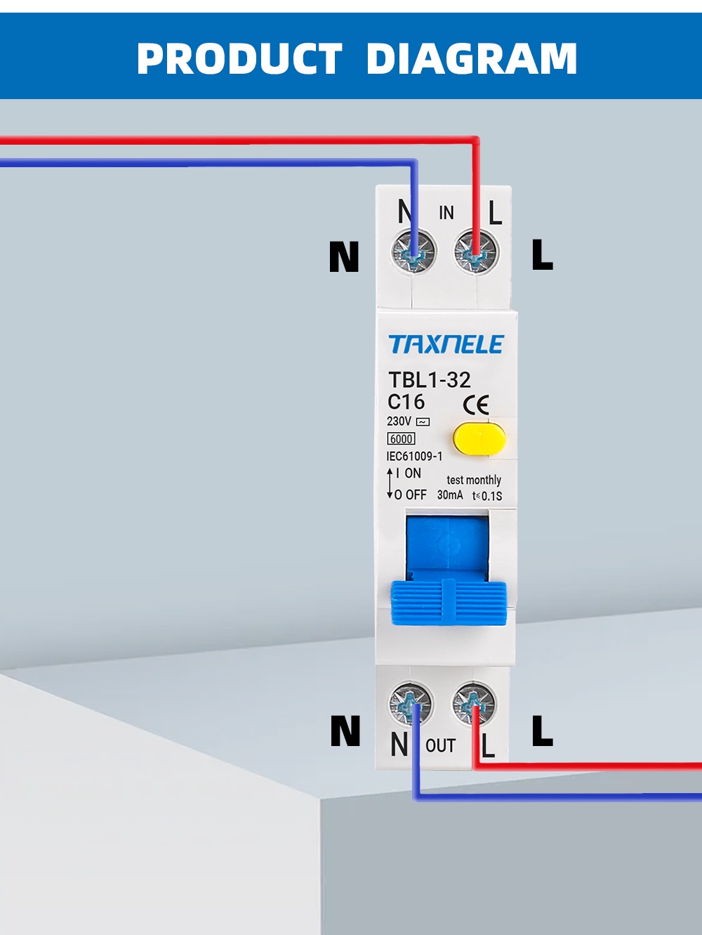 18MM Mini 230V 50/60Hz RCBO 1P+N 6KA Residual Current Differential ...