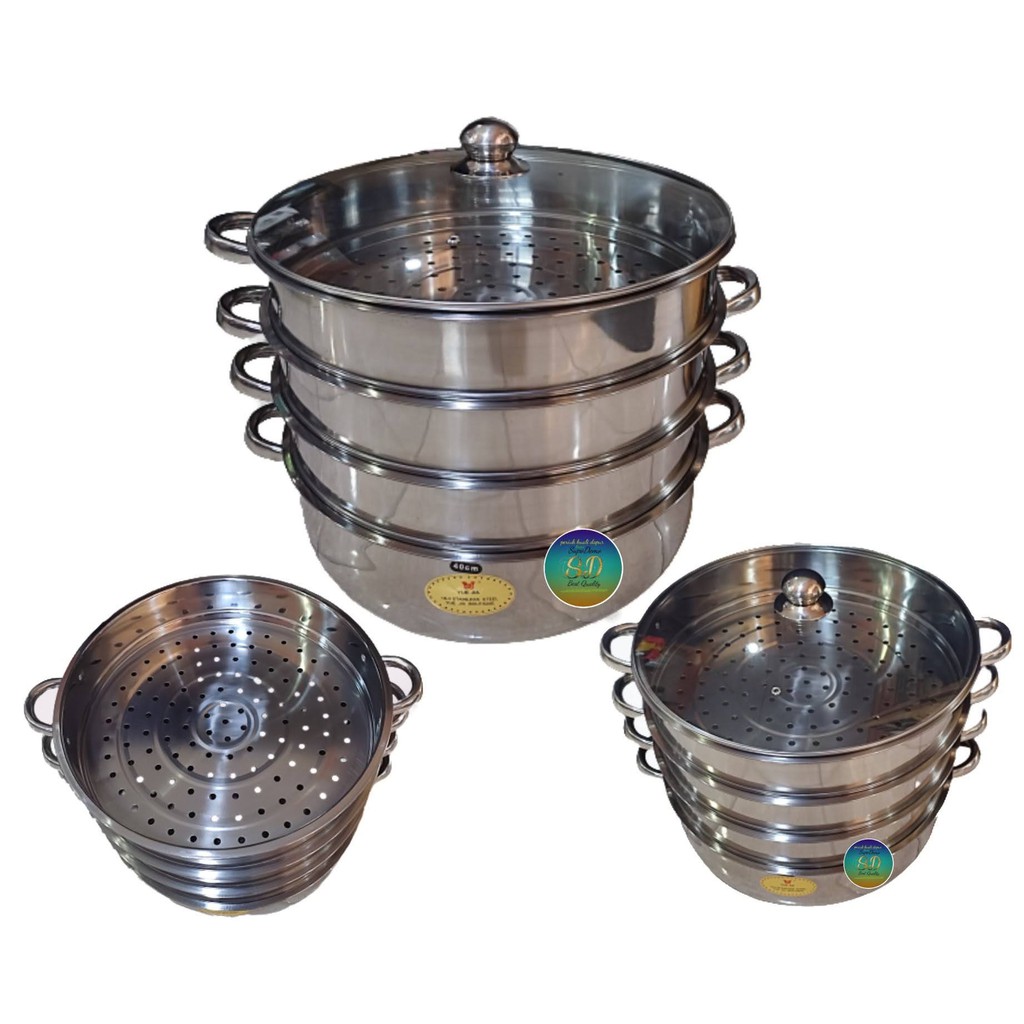 Stainless steel steamer pot - kukusan steel - periuk kukus - Pengukus ...