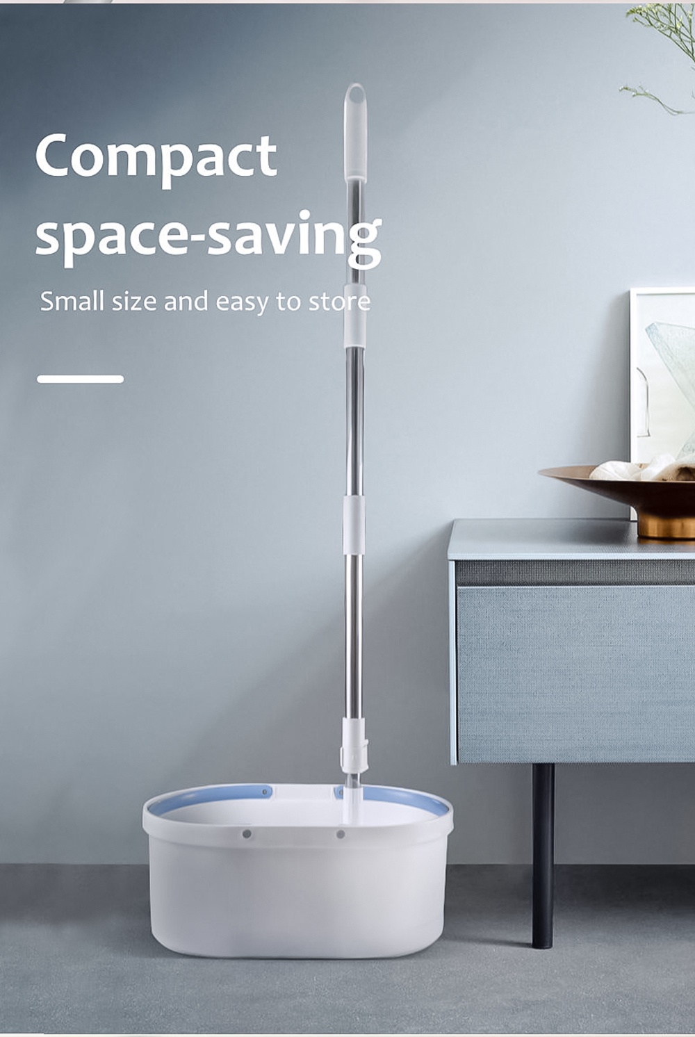 Farcent Flat Spin Mop Compact Dual-axis Spin Mop Set Stainless Steel ...