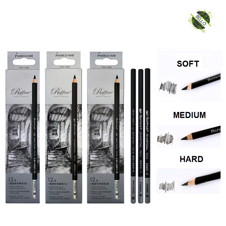 Marco Raffine Sketch Charcoal Pencils for Artist Drawing Pencil Soft ...