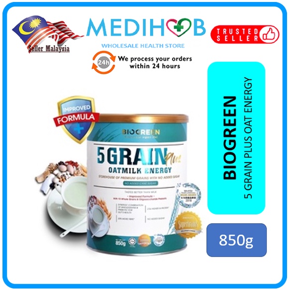 [NEW] Biogreen 5 Grain Plus Oatmilk Energy 850g (EXP09/2026) | Shopee Malaysia