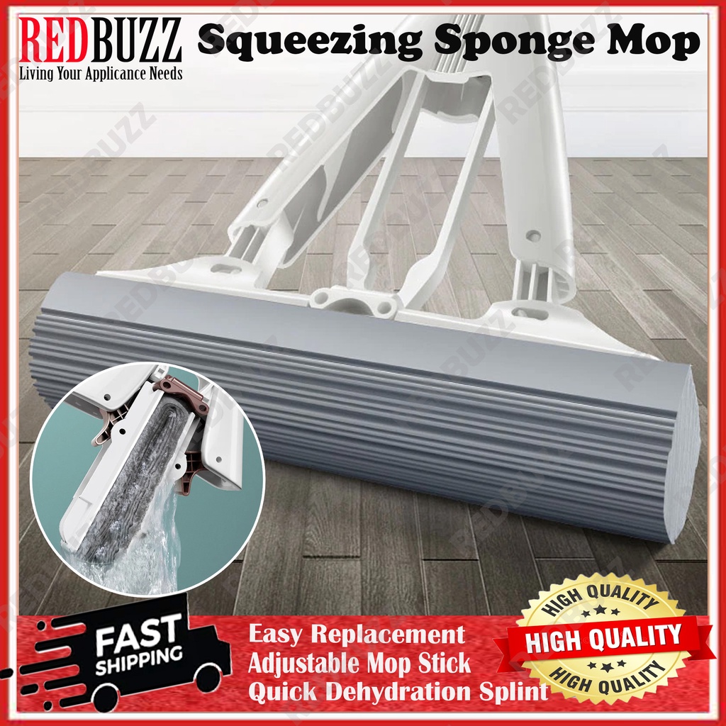 REDBUZZ Sponge Mop Toilet & Bathroom Wipe Dry Cloth Double Roller ...