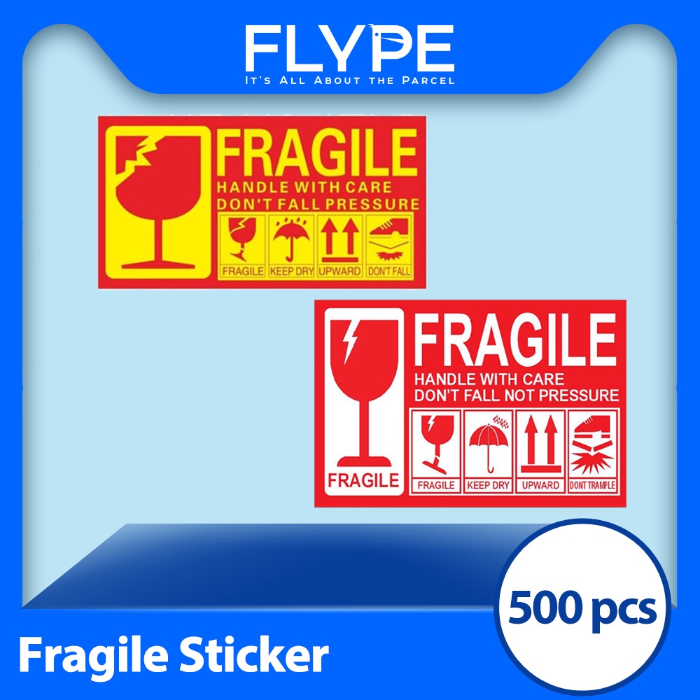 FLYPE - 500 Pcs Fragile Sticker Label Warning Label (9cm*5cm / 13cm*7cm ...