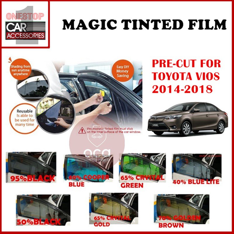 Toyota Vios 2014-2018 - Pre-Cut Shape Magic Tinted Solar Tinted (4 ...