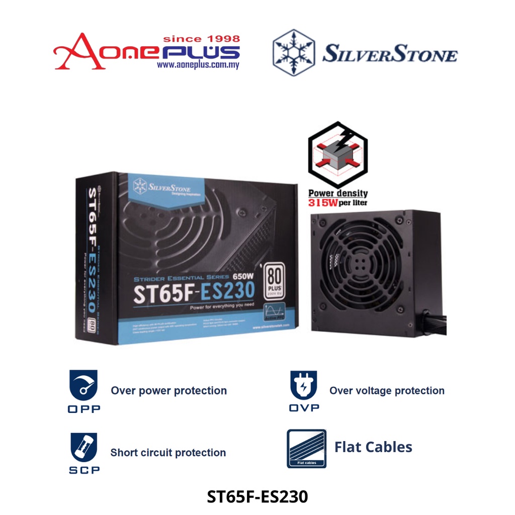 (AONE PLUS SS2) SILVERSTONE 650W ST65F-ES230 STRIDER ESSENTIAL SERIES ...