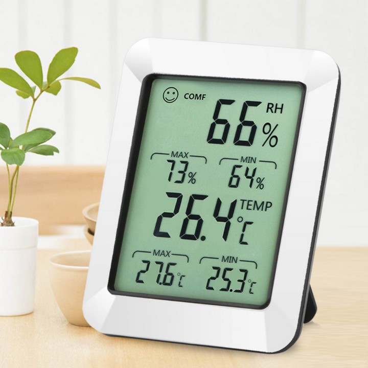 Desktop thermometer and hygrometer to tell time and set alarm - Clock ...