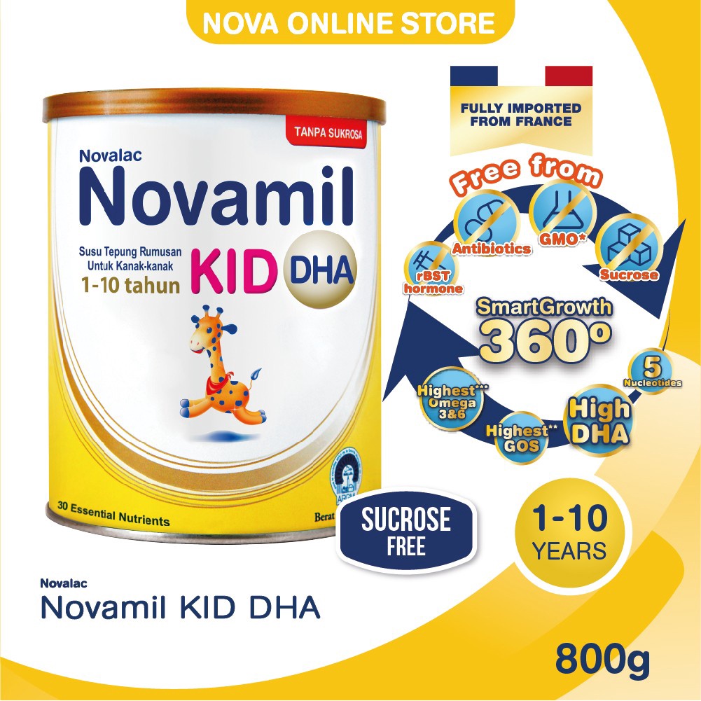 Novalac Novamil Kid DHA Growing Up Formula 1-10 Years 800g Milk Powder EXP 06/2024 | Shopee Malaysia