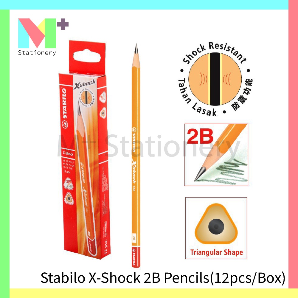 Stabilo X-Shock 2B Pencil (Box of 12pcs) Graphite Pencil / Pensel 2B ...