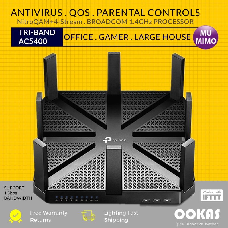 TP-Link AC5400 Wireless Tri Band Gigabit Unifi Wifi Router C5400 Time ...