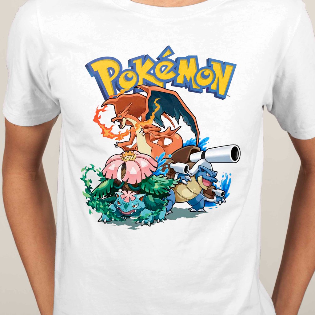Pokemon Charizard Blastoise Venasaur Pikachu eevee Pokeball T-Shirt ...