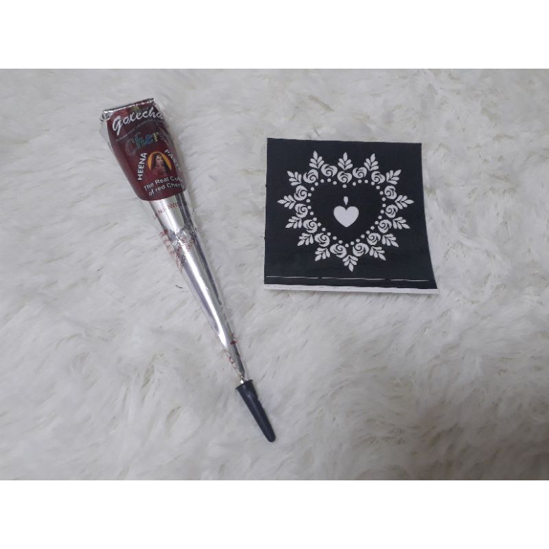 Sticker inai Raya murah reusable RM1, inai lukis warna merah/maroon ...