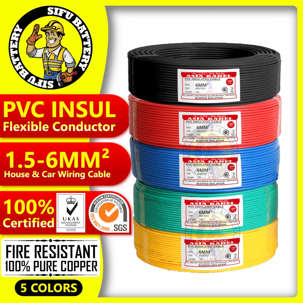 ASIA /GN/SVC KABEL CABEL 1.5 / 2.5 / 4 / 6 mm Pvc Insulated Wiring ...