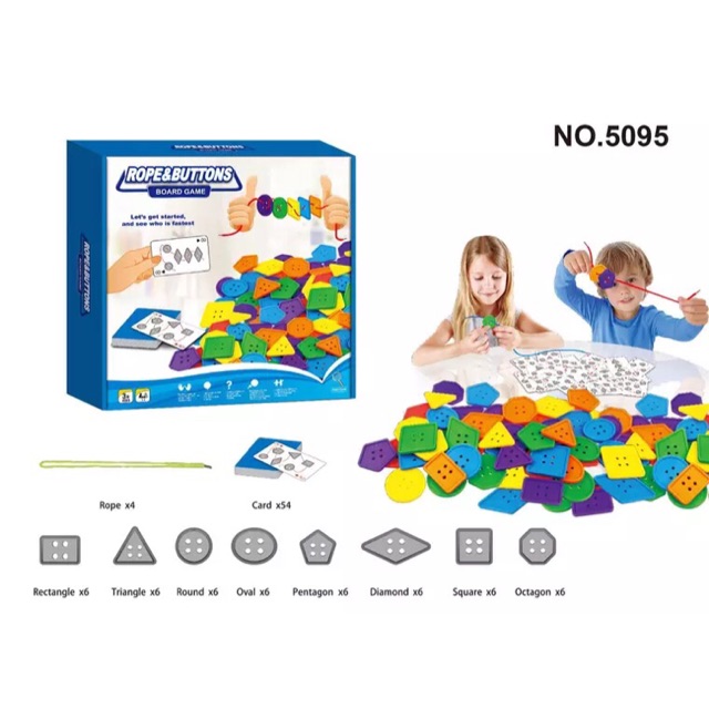 Rope & Button Threading Board Game Montessori Hand Strength Focus ...