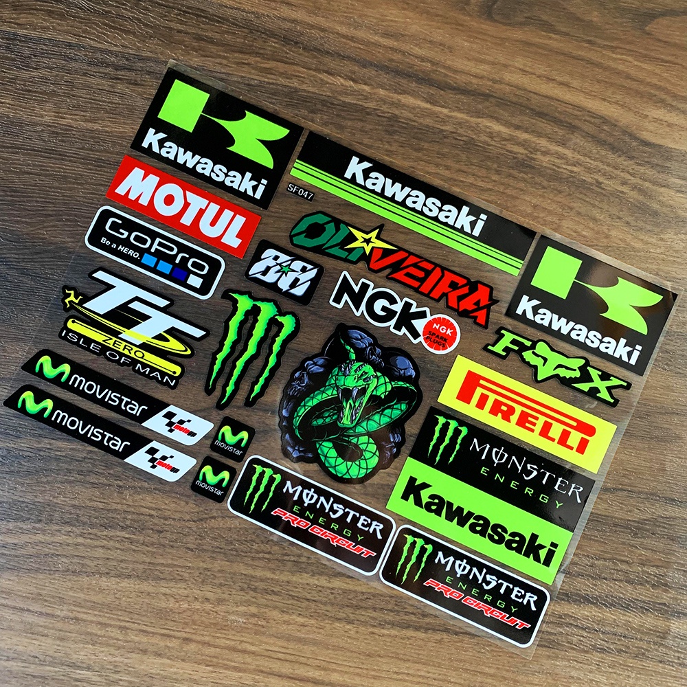 1 Set Kawasaki Sticker Motorcycle Peripheral Brands Reflective Decal ...