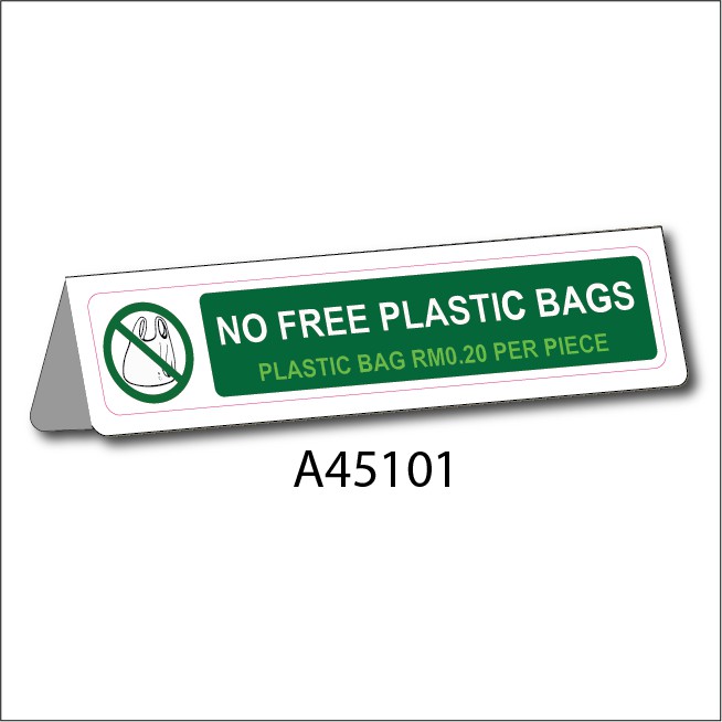 NO FREE PLASTIC BAGS TABLETOP ACRYLIC SIGN 55X110MM | Shopee Malaysia