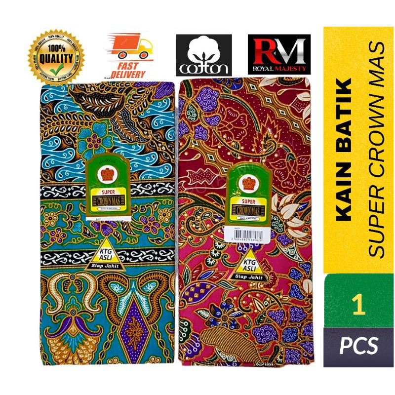 KAIN BATIK SUPER CROWN MAS KTG ASLI/KAIN BATIK HALUS BUATAN MALAYSIA ...