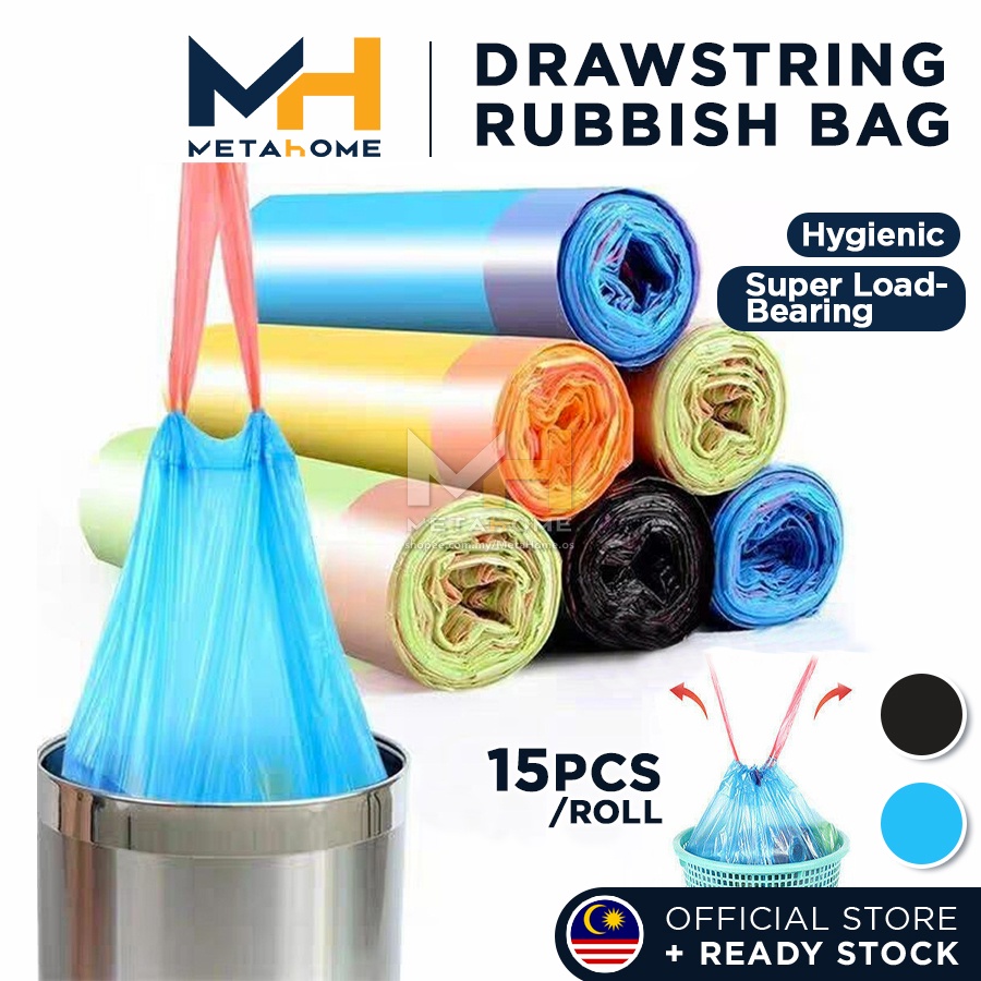 Rubbish Plastic Bag Pull Rope Drawstring Handle Plastik Sampah Dustbin ...