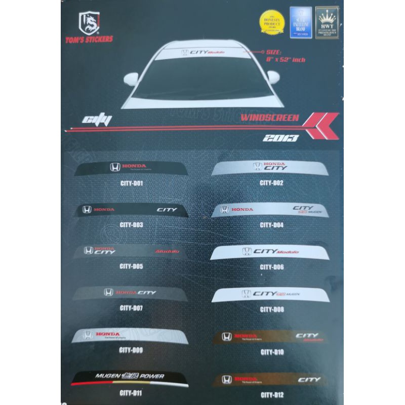👍👍 HONDA CITY FRONT WINDSHIELD STICKER | Shopee Malaysia