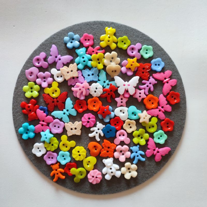 100 pcs Mix Shapes Plastic Button For Sewing Diy Craft Activity ...