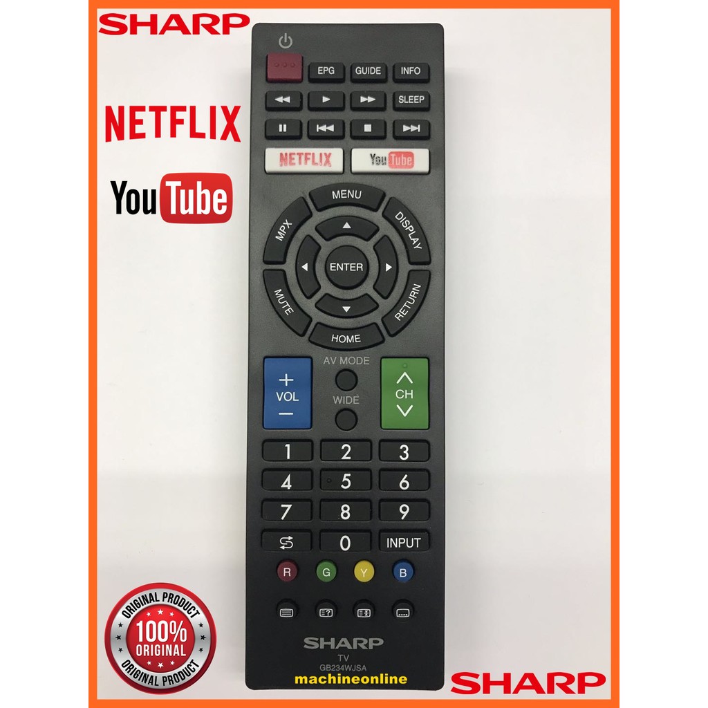 SHARP Netflix / YouTube TV LED Remote Control 100% Original ( Stock ...